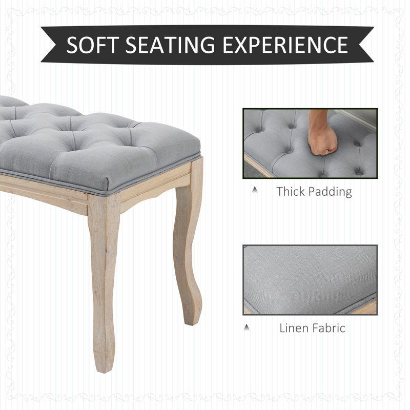 Ophelia & Co. Schurman Linen Upholstered Bench | Wayfair