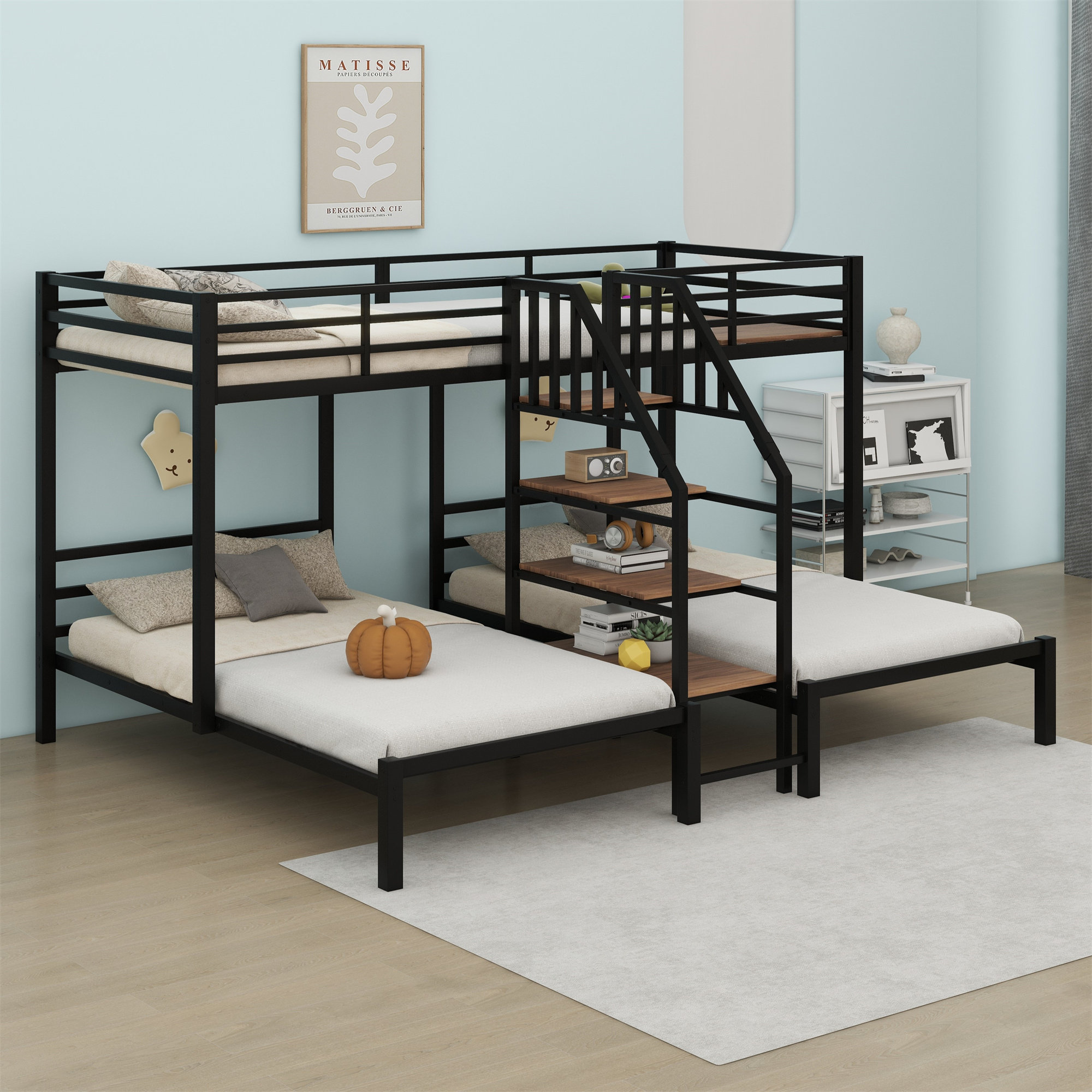 Mason & Marbles Eris Kids Twin Over Twin & Twin Bunk Bed | Wayfair