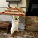 Latitude Run® Modern Cat Side Table Floor Resin Figurine with Gold Tray ...