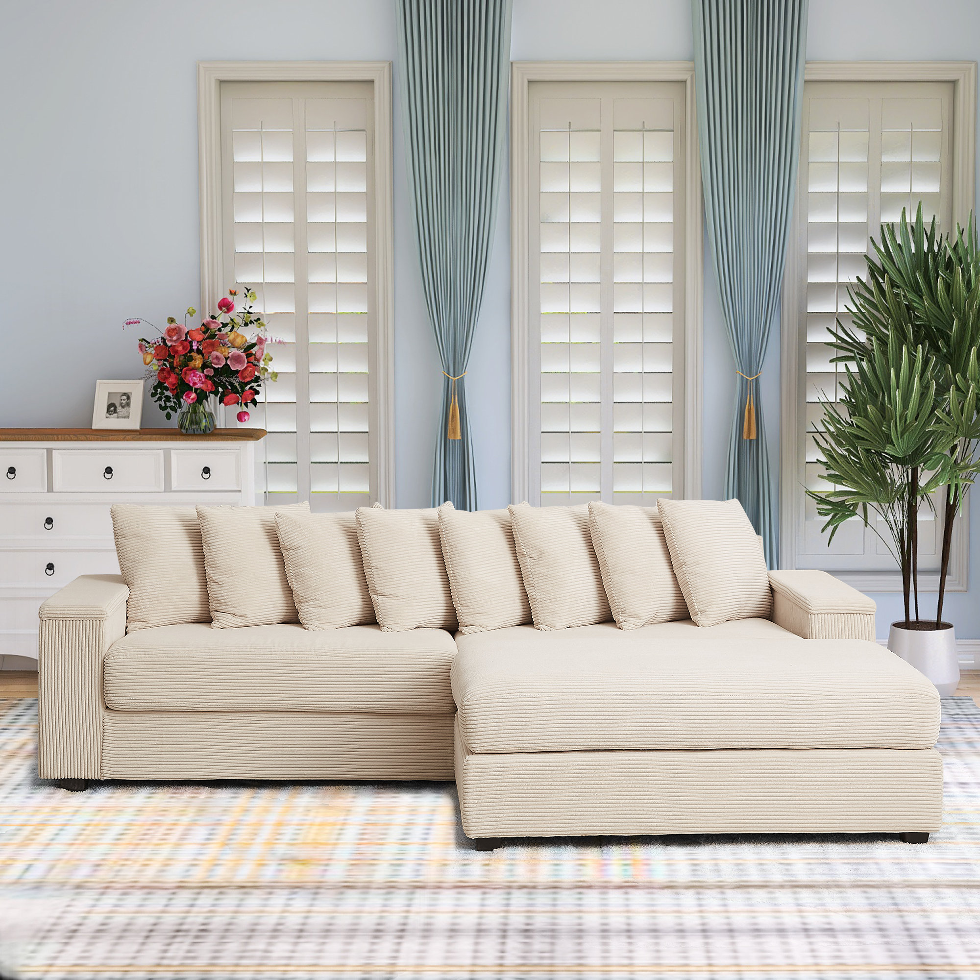 Latitude Run® Nyerere 104"W Convertible Sectional, RAF, LAF, Storage ...