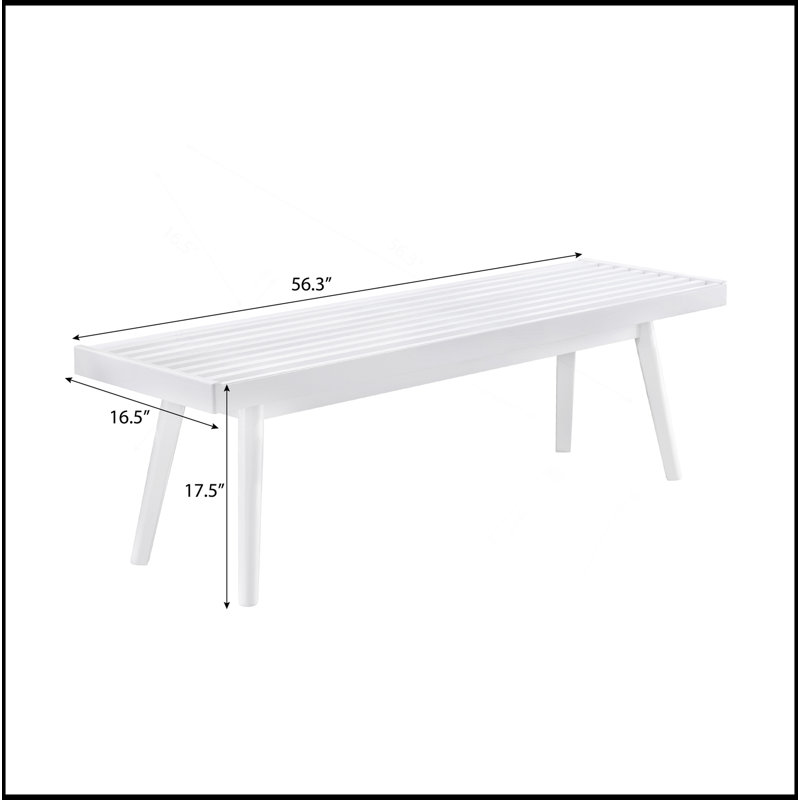George Oliver White Solid Wood Slatted Bench | Wayfair