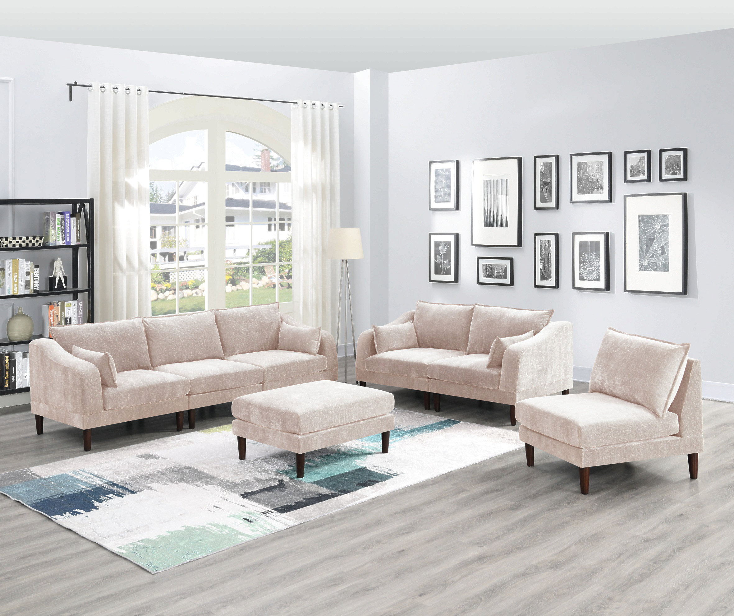Corrigan Studio 6Pcs Modular Sofa Set 4X One Arm Chairs 1X Armless ...