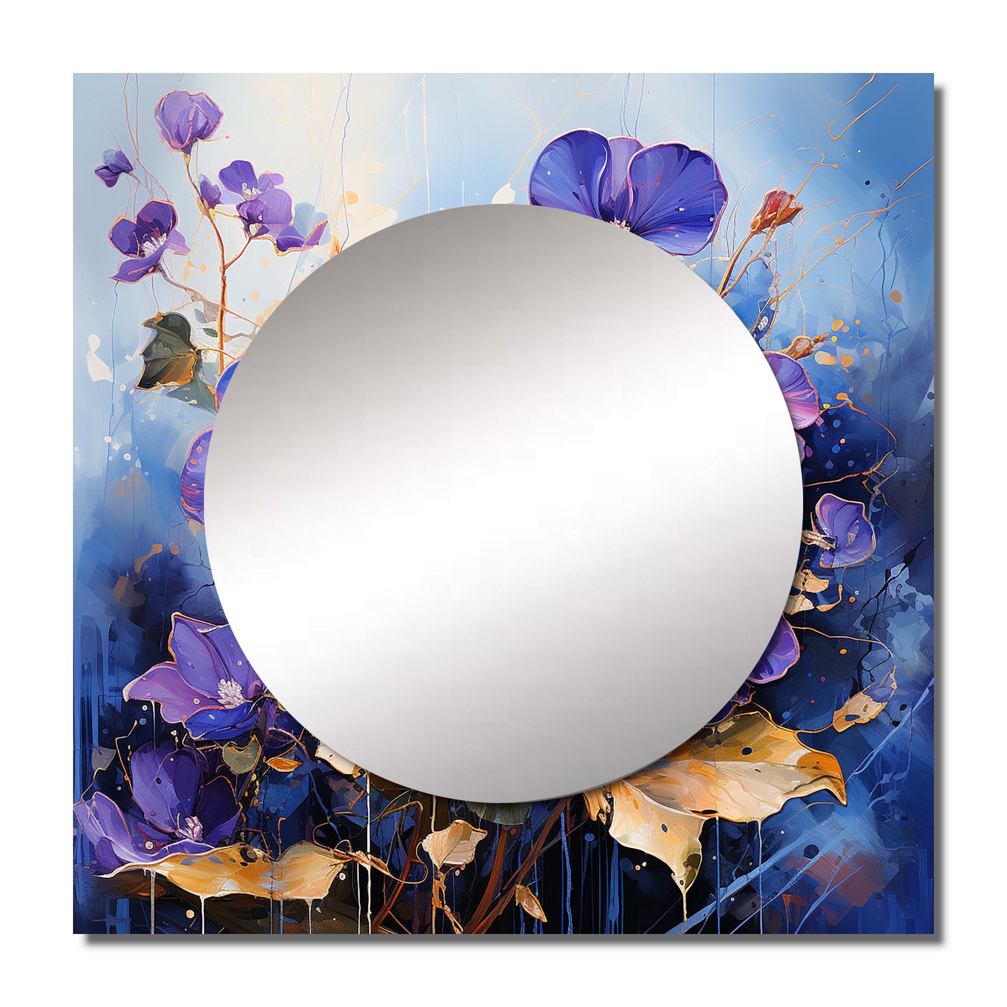East Urban Home Kenlay - Violets Square Living Room Wall Mirror Art ...