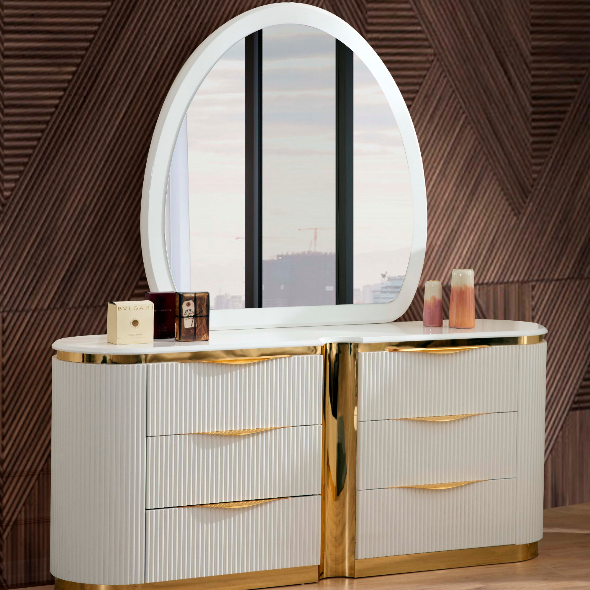 Hokku Designs Gold Detailed 6-Drawer Dresser Made With Wood | Wayfair