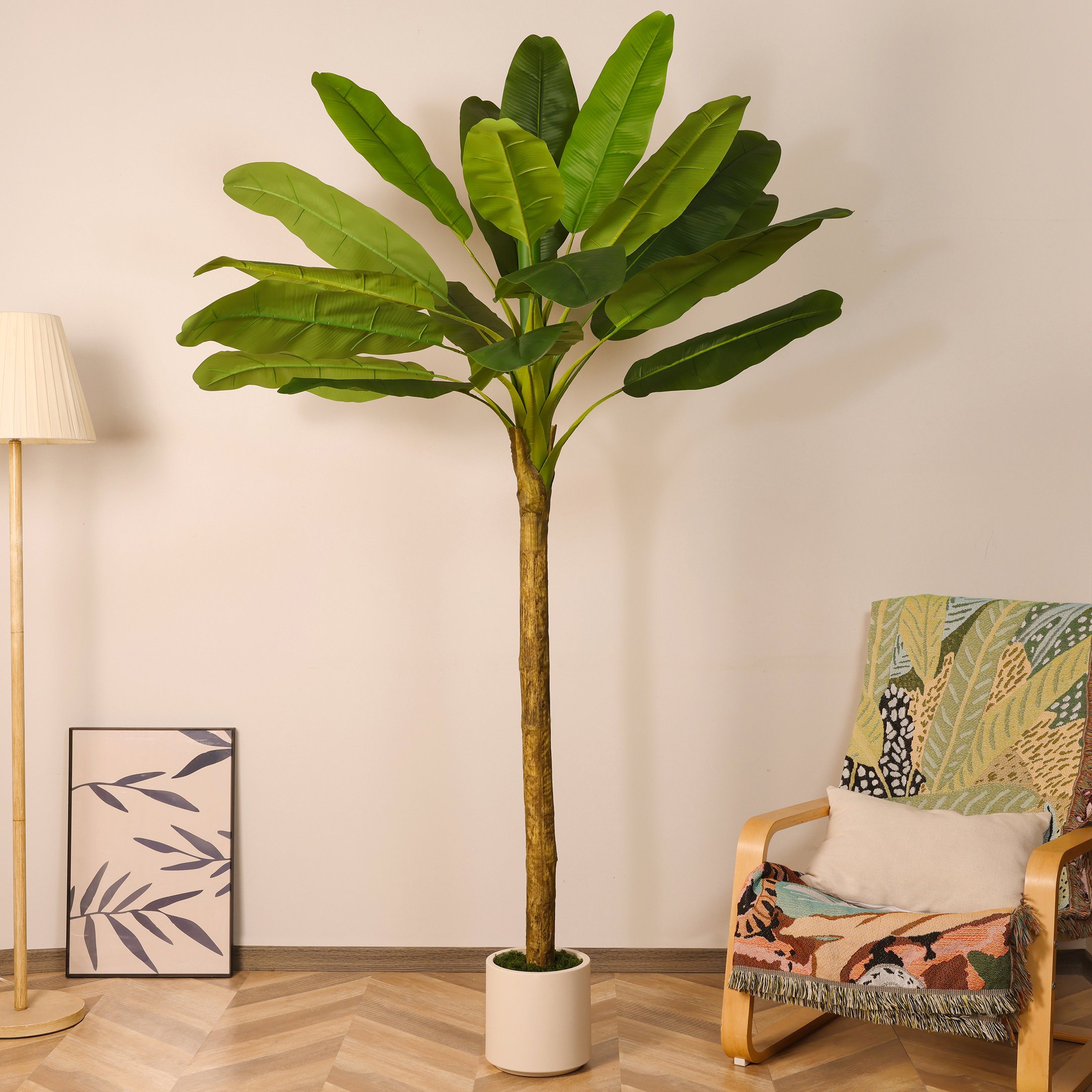 Primrue 84'' Faux Banana Leaf Tree in Planter | Wayfair