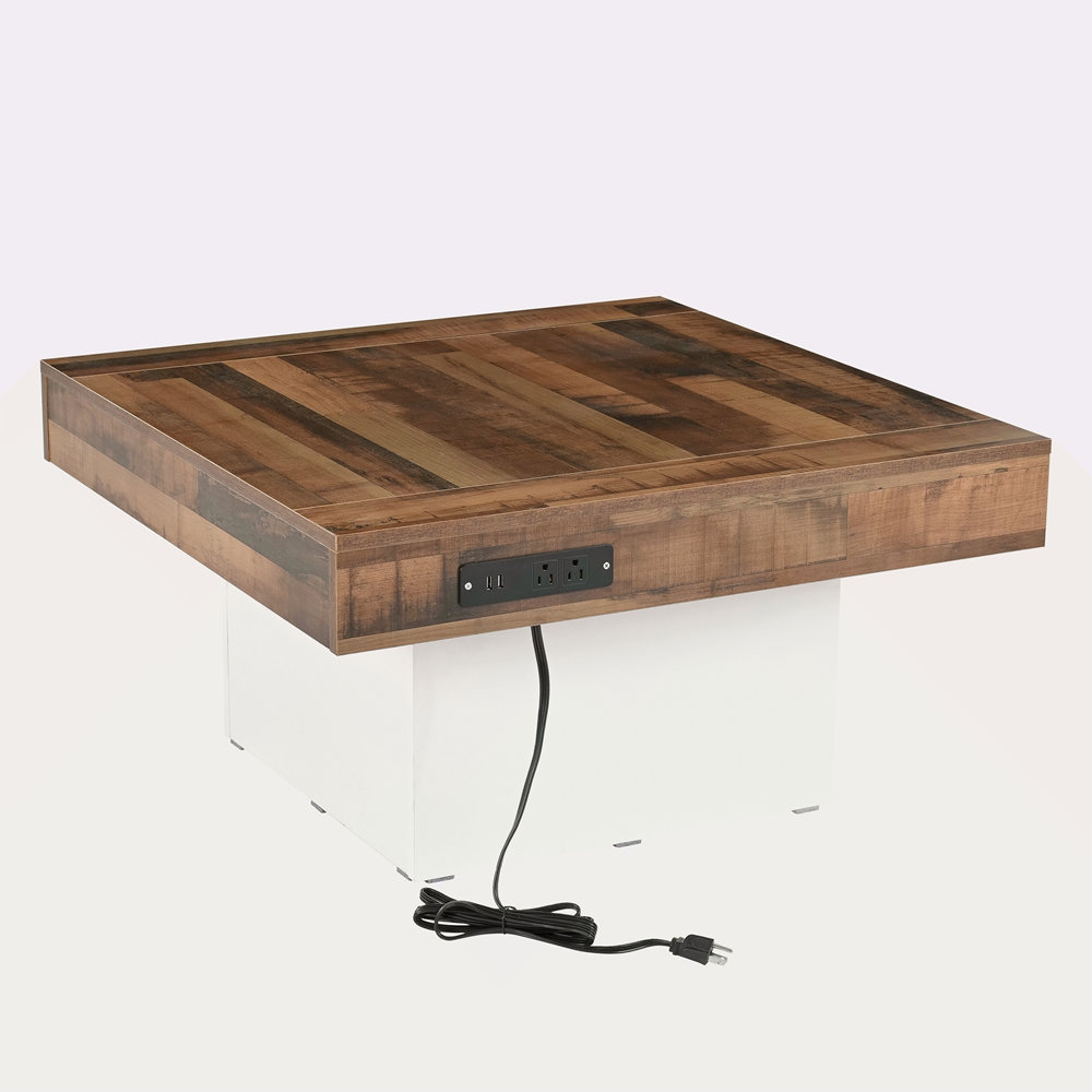 Ivy Bronx Farmhouse Coffee Table With USB Ports And Outlets Brown ...