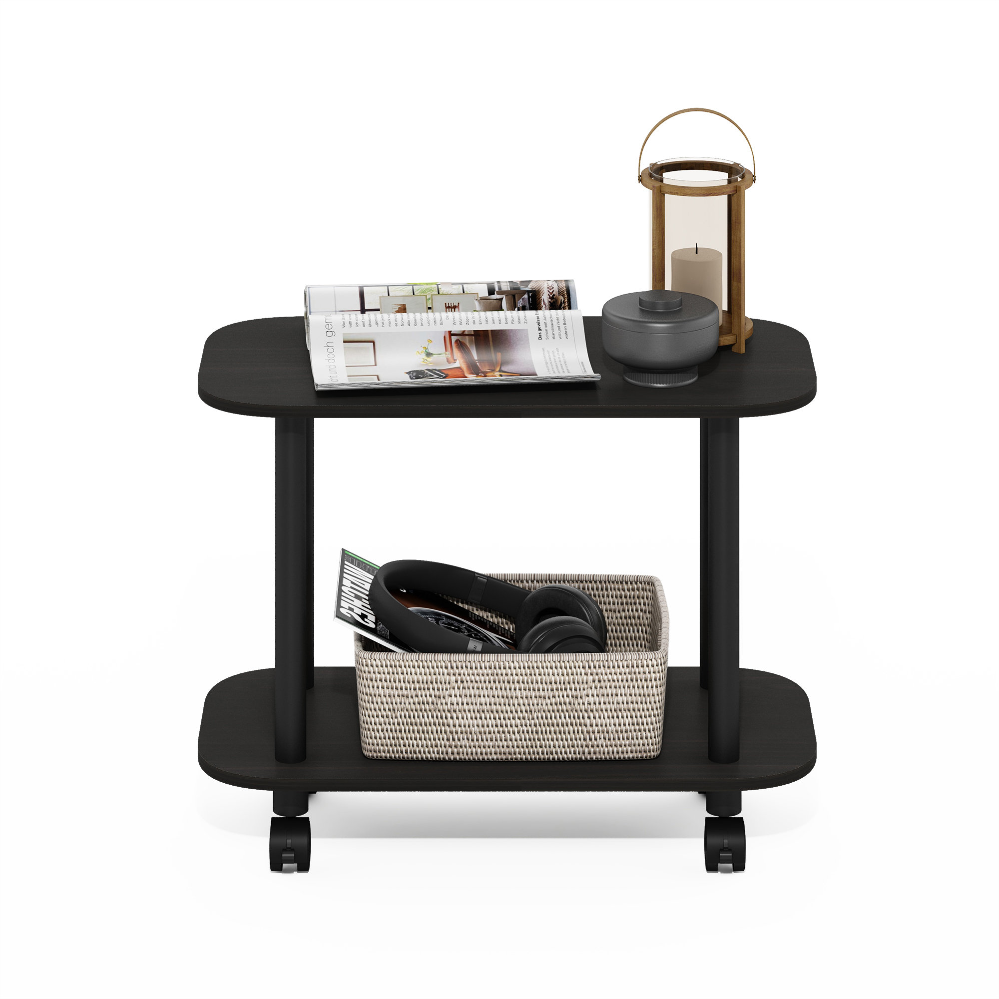 Ebern Designs Creekside Modern Oval End Table, Side Table with Casters ...