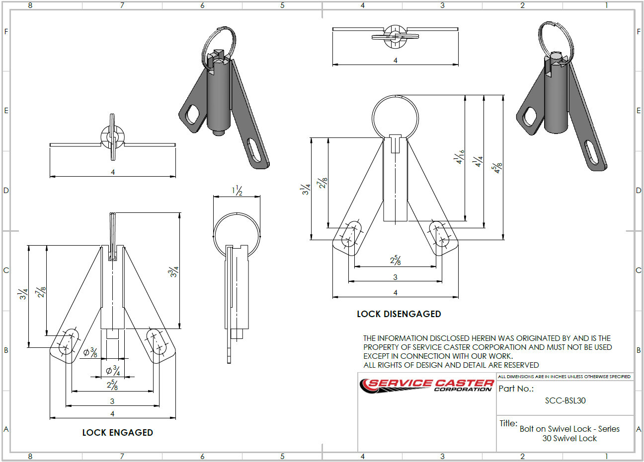 Service Caster Bolt-on Swivel Lock | Wayfair