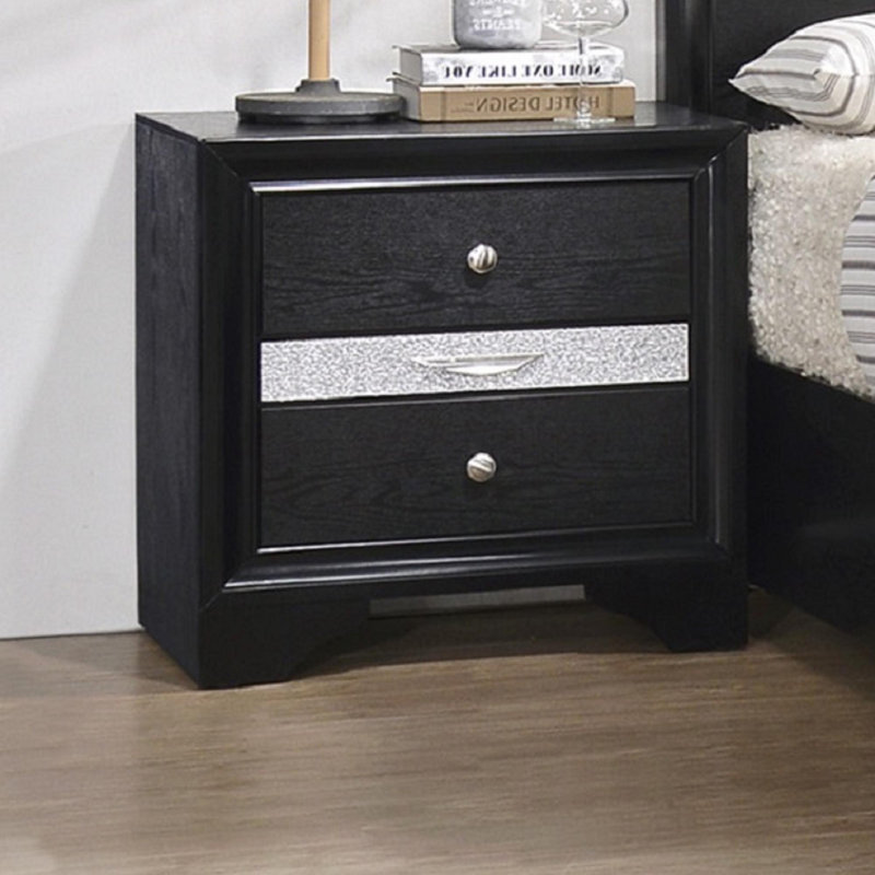 Rosdorf Park Modern Luxury Glam 2-Drawer Nightstand | Wayfair
