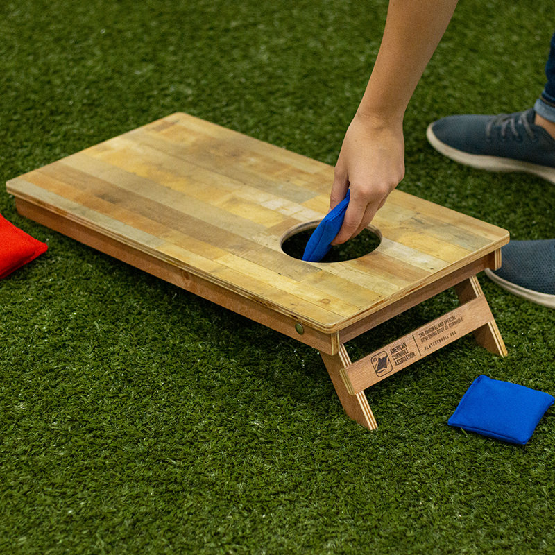 The American Cornhole Association Natural & Gray Wood Triangle Backyard ...