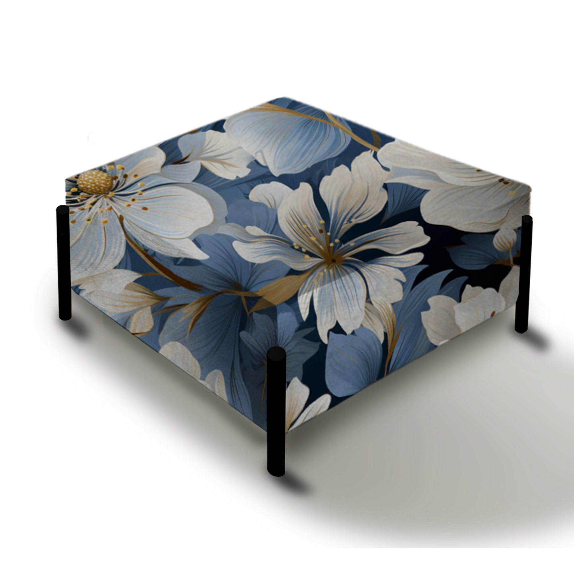 Design Art Blue Vintage Romance Floral Pattern III - Floral Large ...