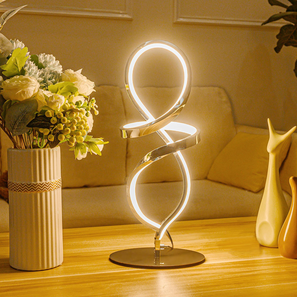 Brayden Studio Modern Table Lamp, Led Spiral Lamp, Stepless Dimmable ...