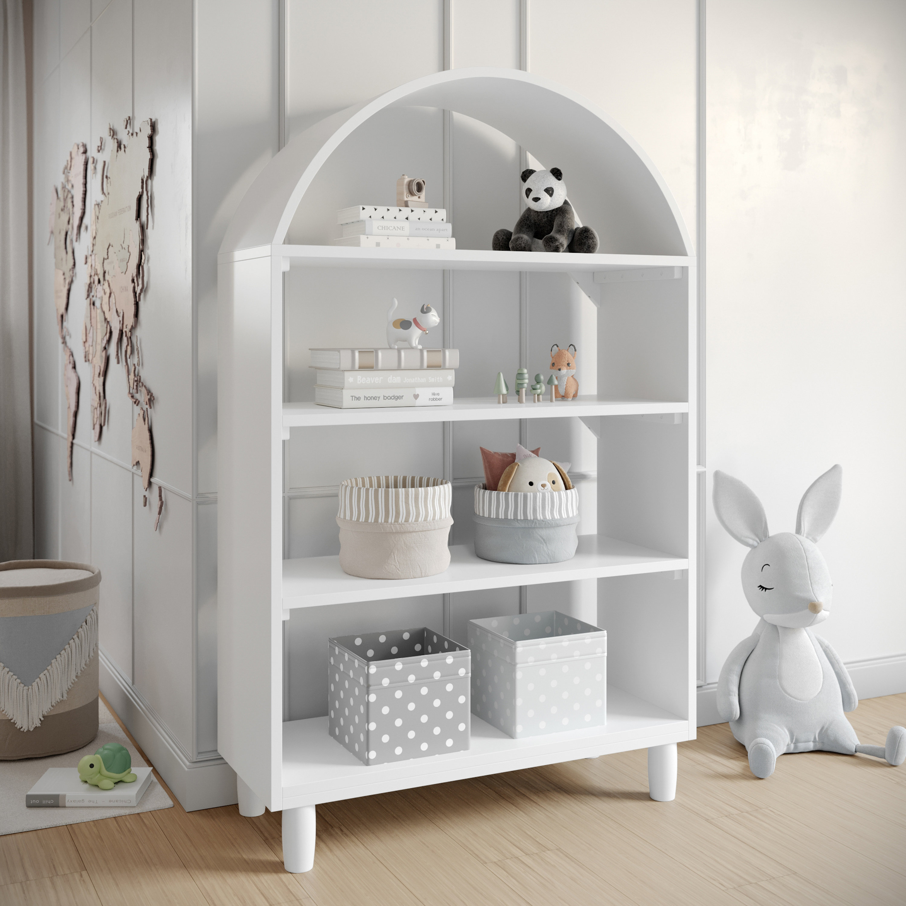 Isabelle & Max™ Kids Arched Bookcase With Open Shelves And Cylindrical ...