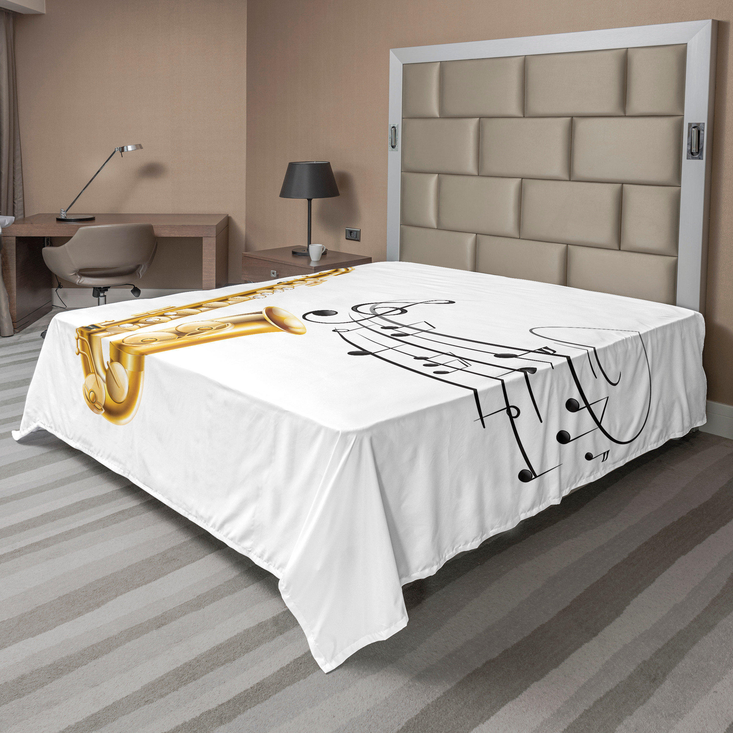 Ambesonne Black White Top Flat Sheet Template Solo Vibes Yellow Black ...