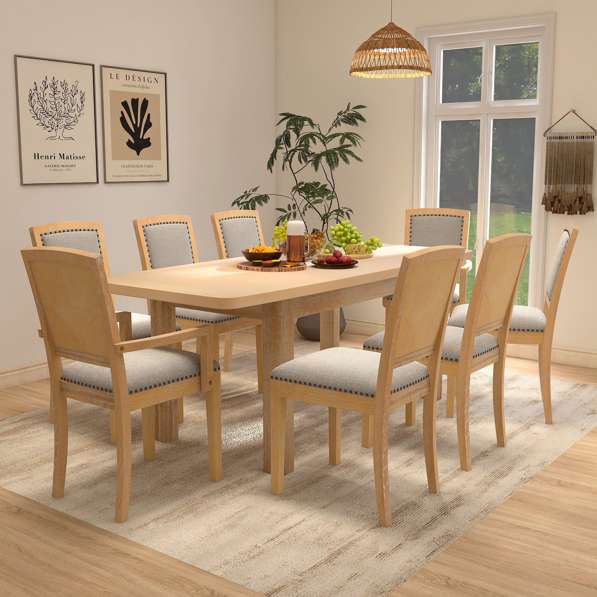 Red Barrel Studio® 84 Inch Dining Table Set With 24Inch Removable Leaf ...
