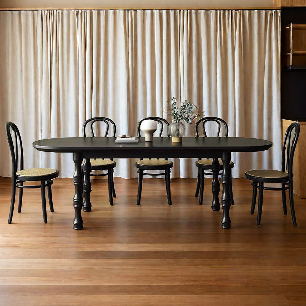 Bungalow Rose 70.87" Black Solid Wood Rectangular Dining Table ...