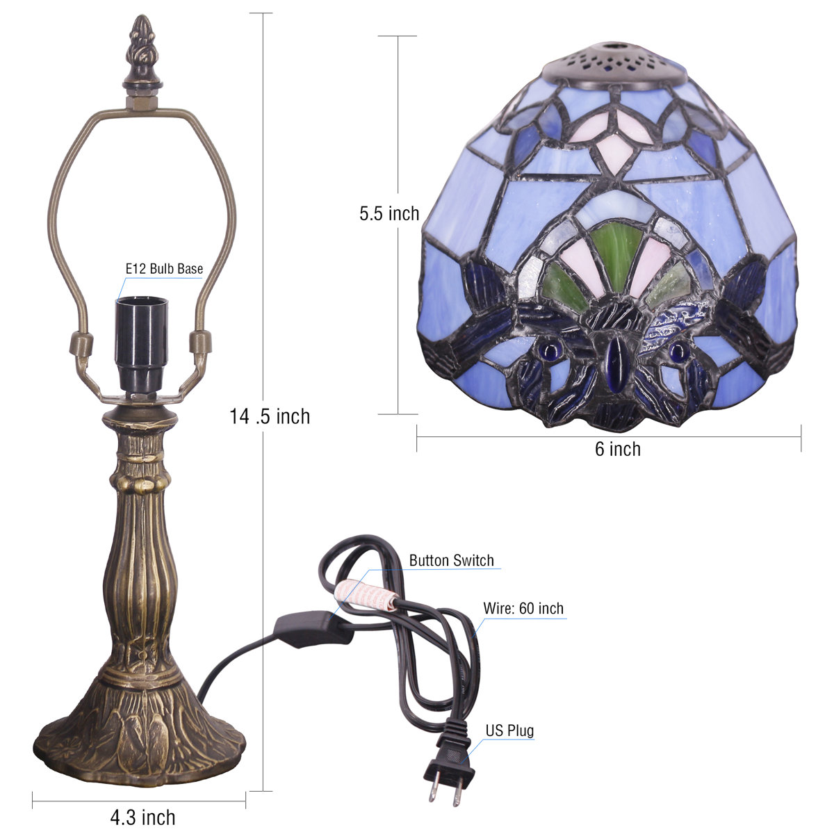 Astoria Grand Small Tiffany Lamp Mini Stained Glass Accent Table Lamp ...