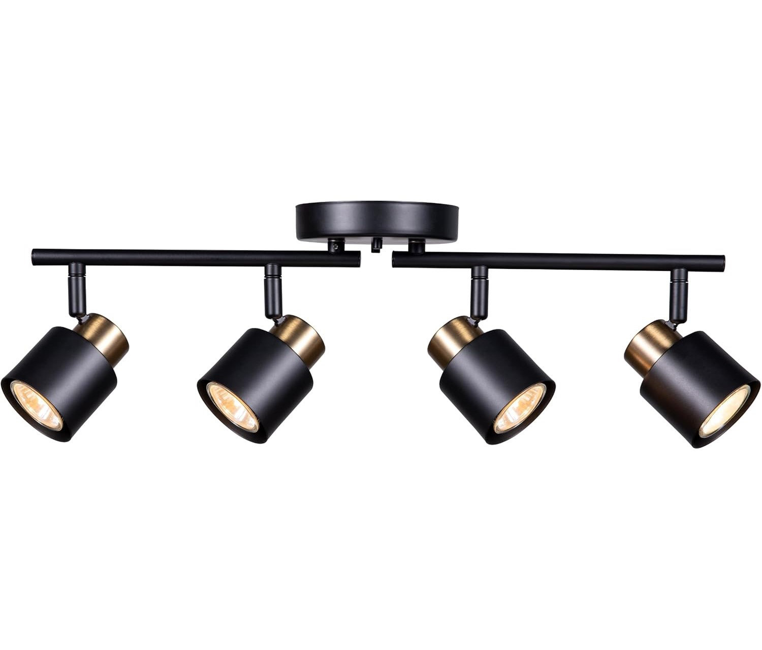 BONLOD 4 Light Track Lighting Kit Matt Black Brass Finish Adjustable ...
