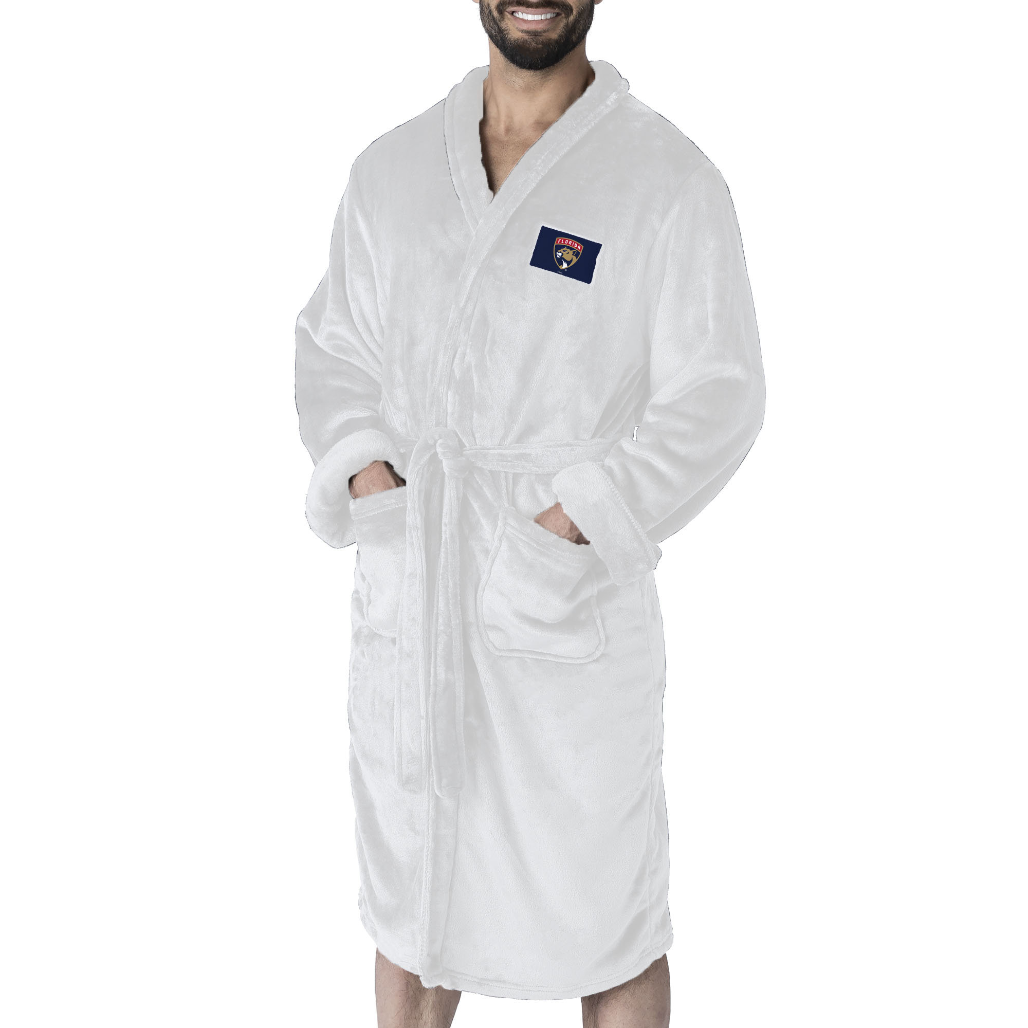 Hokku Designs NHL Florida Panthers White Out Silk Touch Robe, Sport Fan ...