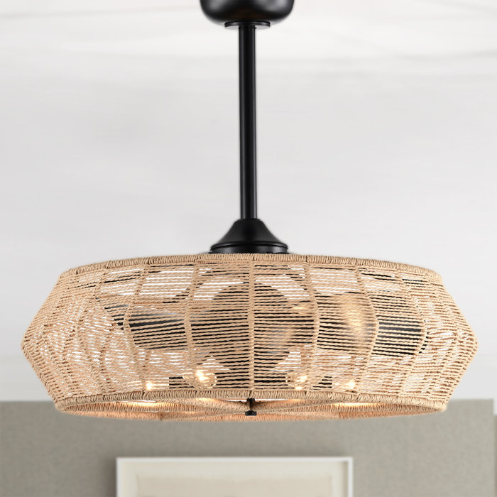 Warehouse of Tiffany Akasha 28 Inch Rattan Rope Ceiling Fan 6 Light ...