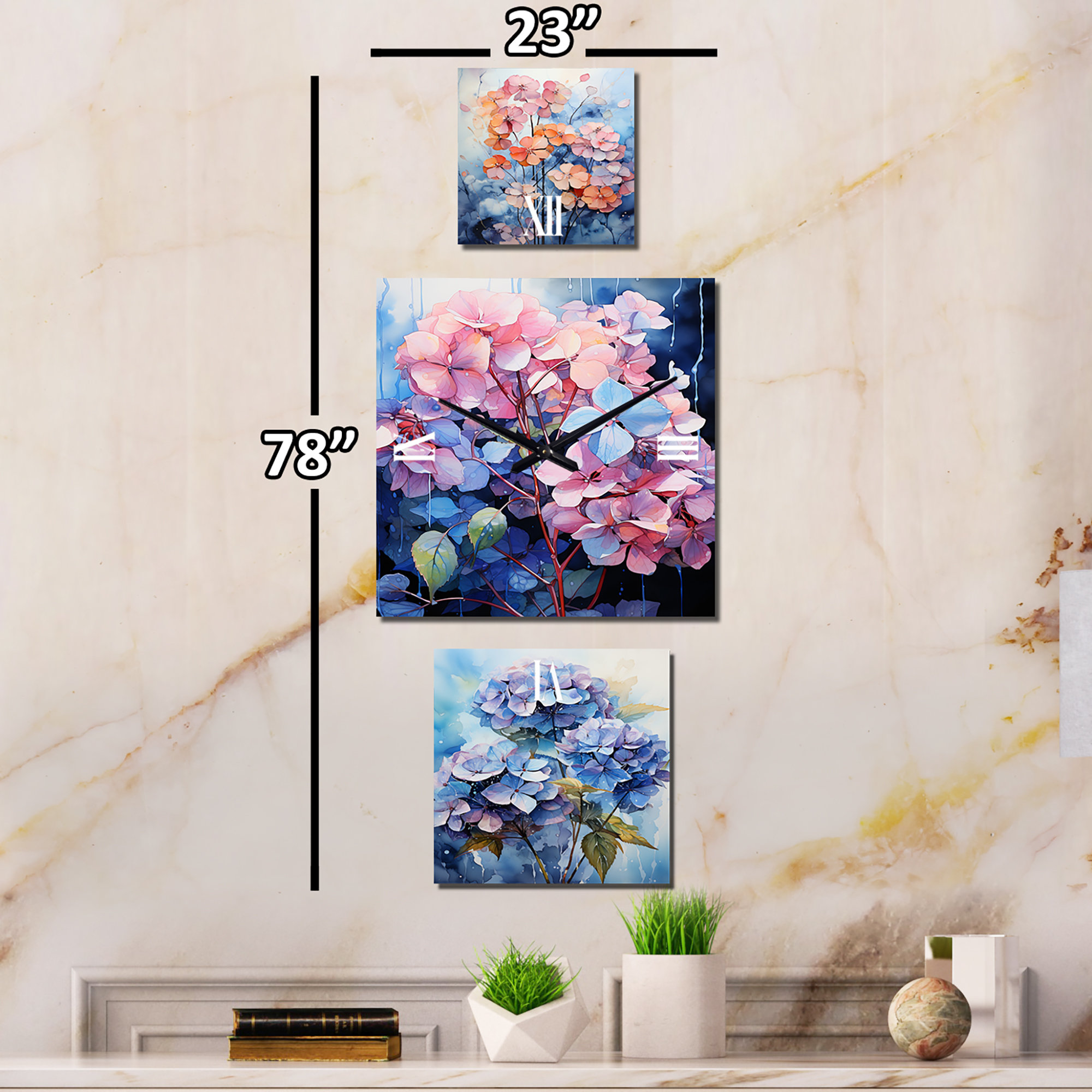 Mercer41 Chavon - Hydrangea Large Traditional Wall Clock | Wayfair