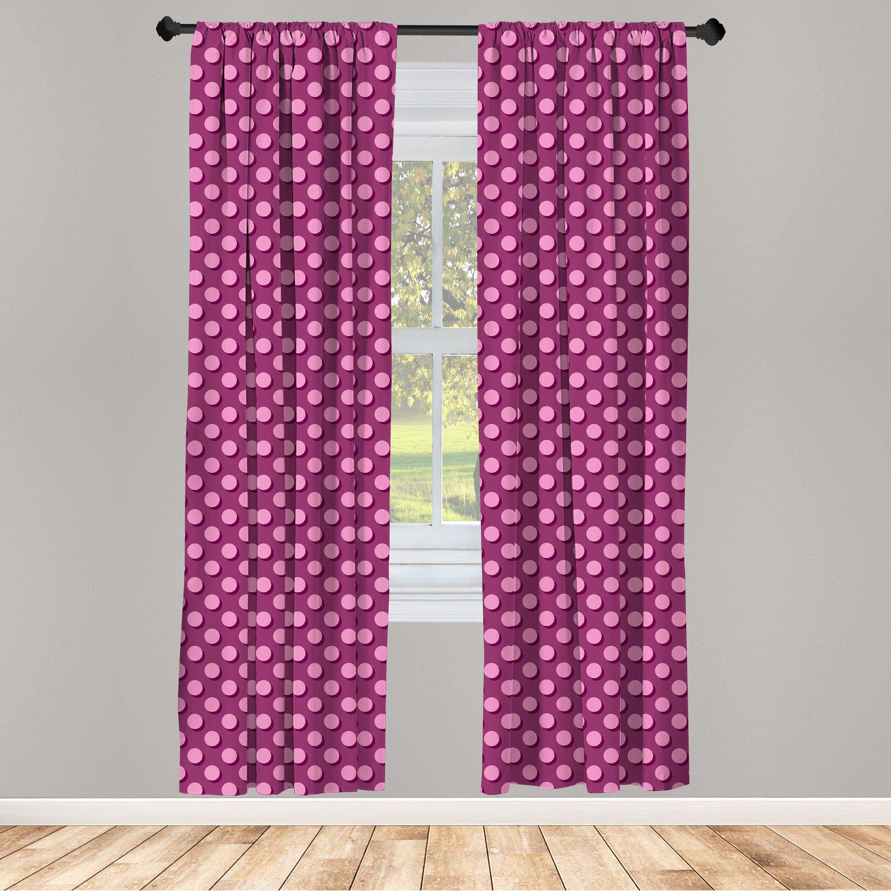 East Urban Home Pink Polka Dots 4-Panel Curtains, Fashion Backdrop, x ...