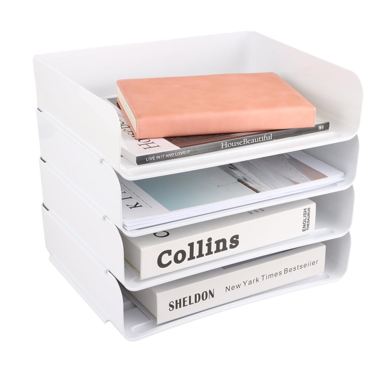 Inbox Zero 4-Tier Stackable Tabletop Storage Rack White - 31.5 Cm ...