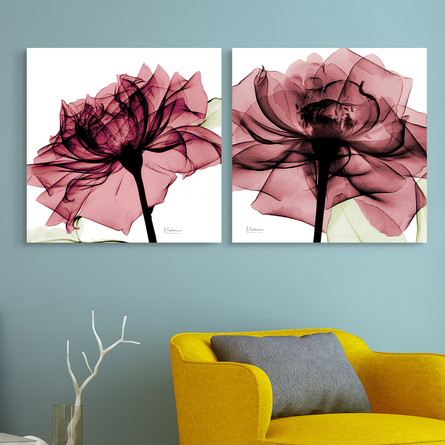 Latitude Run® Chianti Rose I & II Unframed Tempered Glass Art Print Set ...