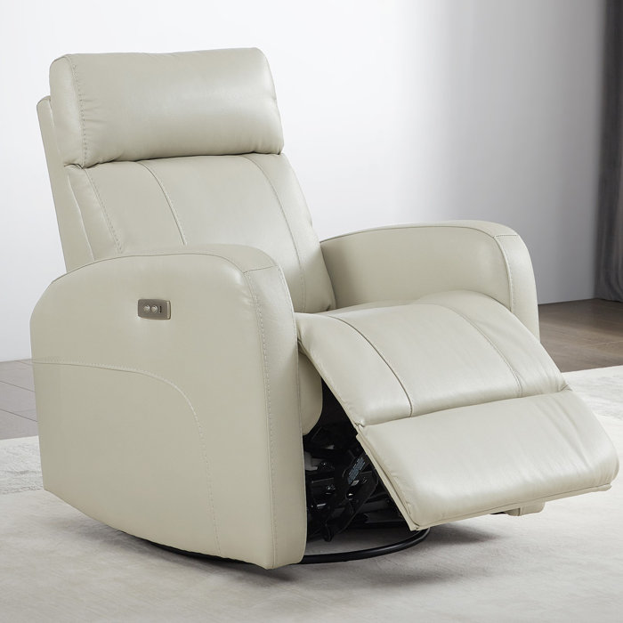 Wade Logan® Arrianna-Fiona Genuine Leather Swivel Power Recliner ...