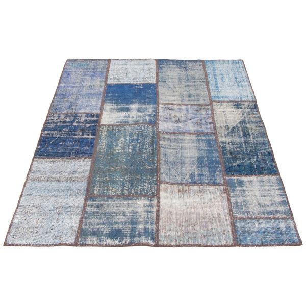 17 Stories Hand Knotted Wool Patchwork Rug - Wayfair Canada