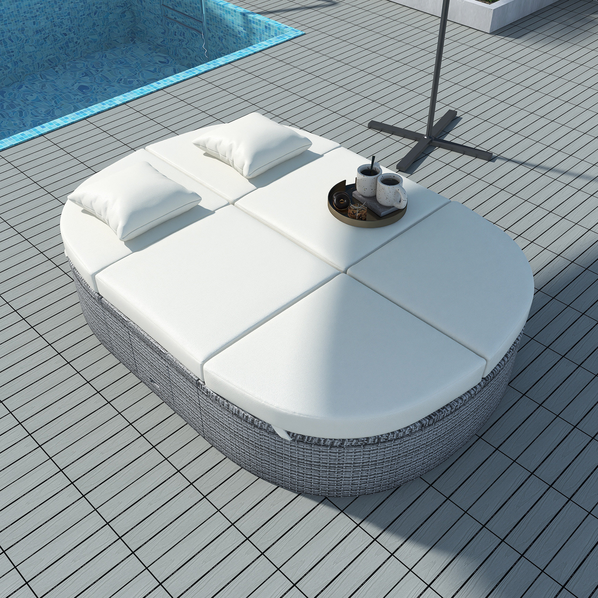 Latitude Run® Outdoor Sun Bed Patio 2-Person Daybed | Wayfair