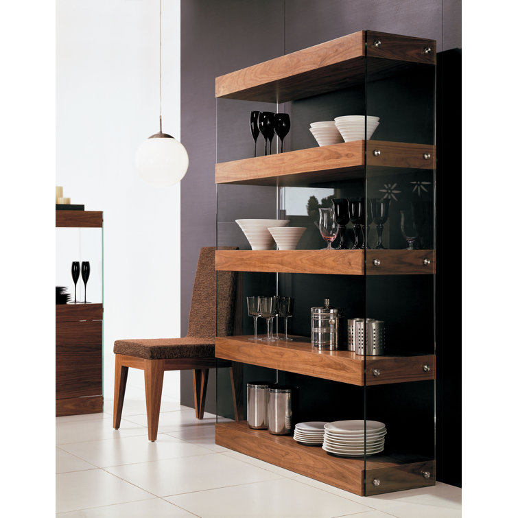17 Stories Jeena 183cm H x 124cm W Glass Standard Bookcase | Wayfair.co.uk