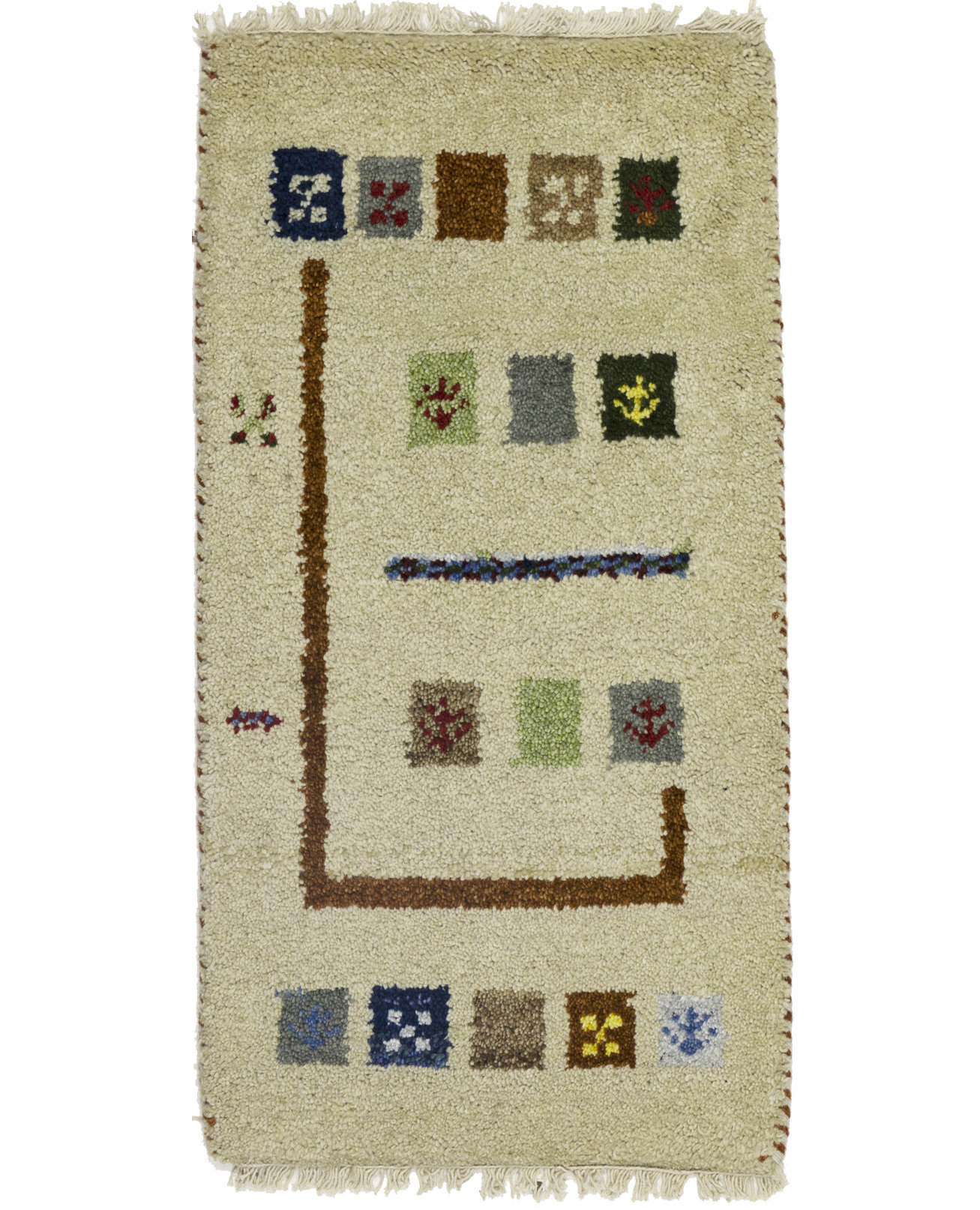 Foundry Select Modern Cream Tribal Small Bedroom 1'4X2'7 Handmade Indo ...