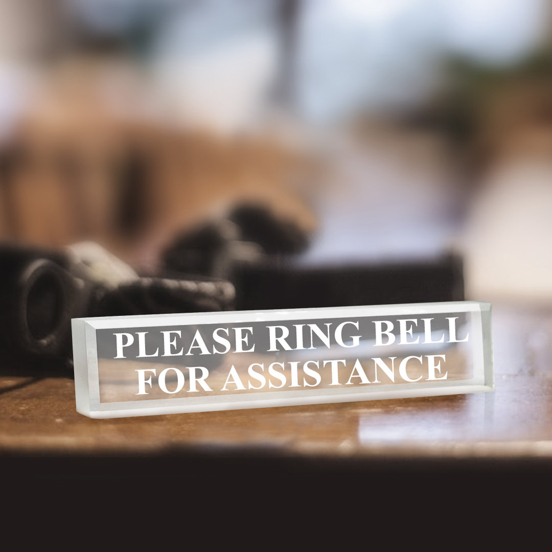 Designs ByLITA Please Ring Bell For Assistance 2" X 8" Black Acrylic ...