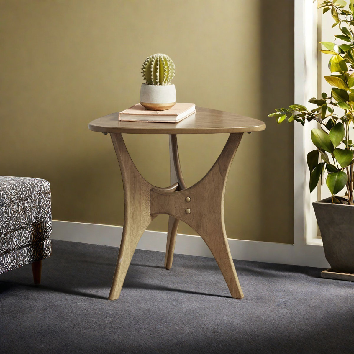 Latitude Run® Small Triangular Side Table,rustic Wooden Coffee Table ...