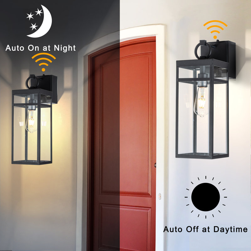 17 Stories 1 Light Black Dusk to Dawn Sensor Outdoor Wall Lantern Coach ...