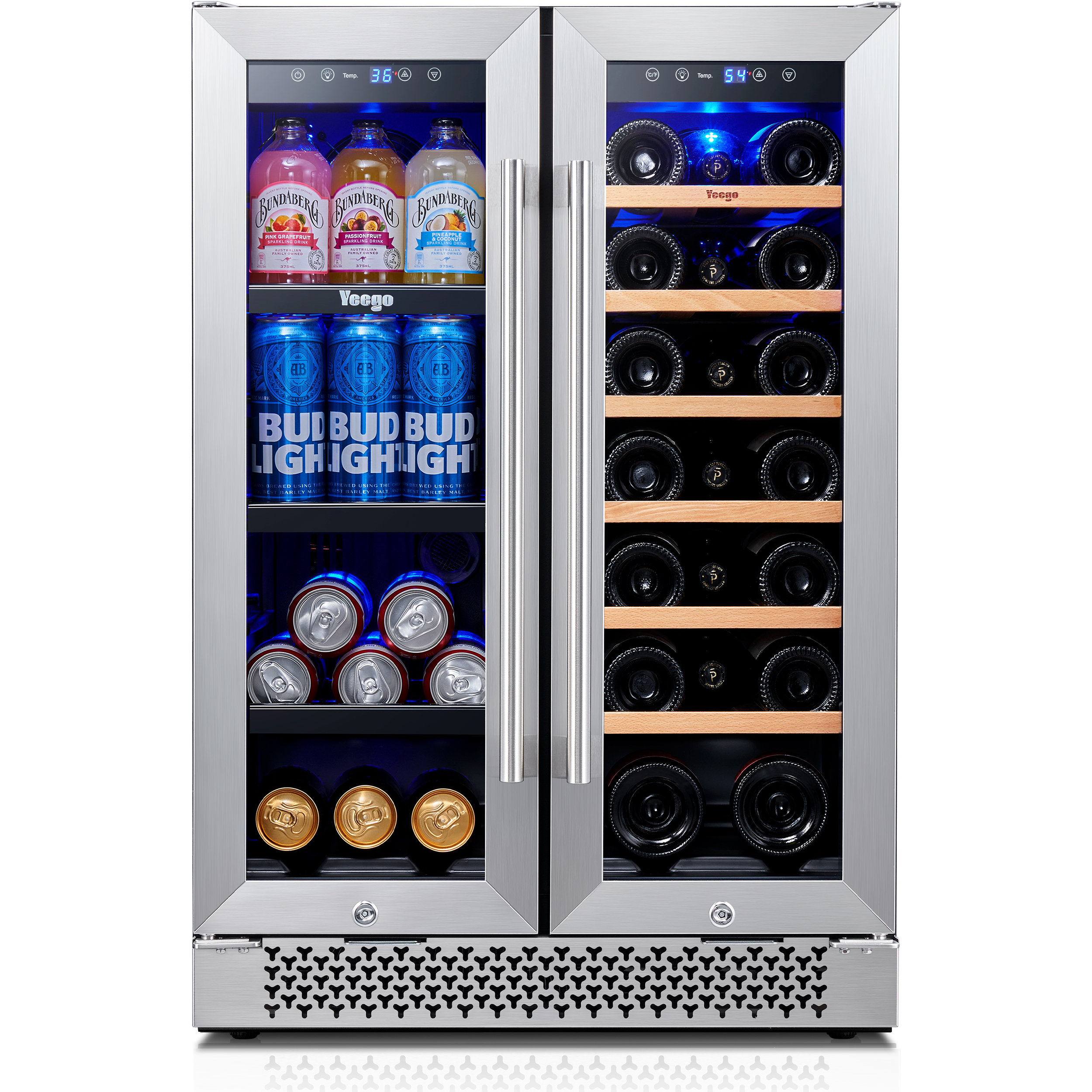 Yeego 24'' Dual Zone Wine & Beverage Refrigerator 20 Bottle &60 Can Wine Cooler | Wayfair
