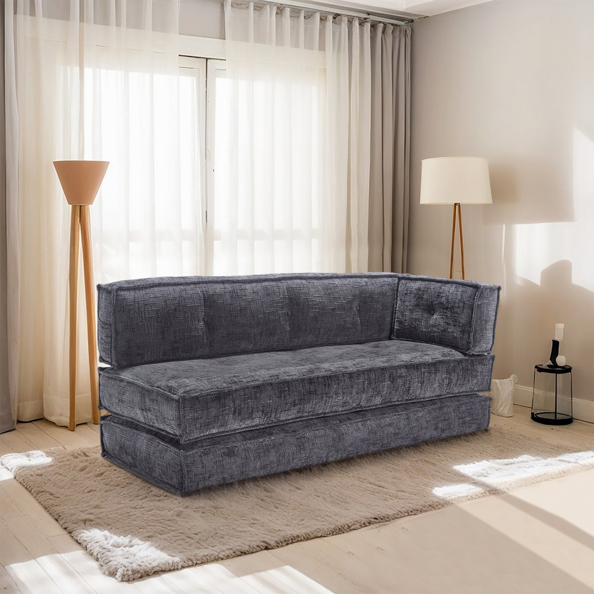 Latitude Run® Compress Upholstered Chenille Sofa,Convertible Sofa Bed ...