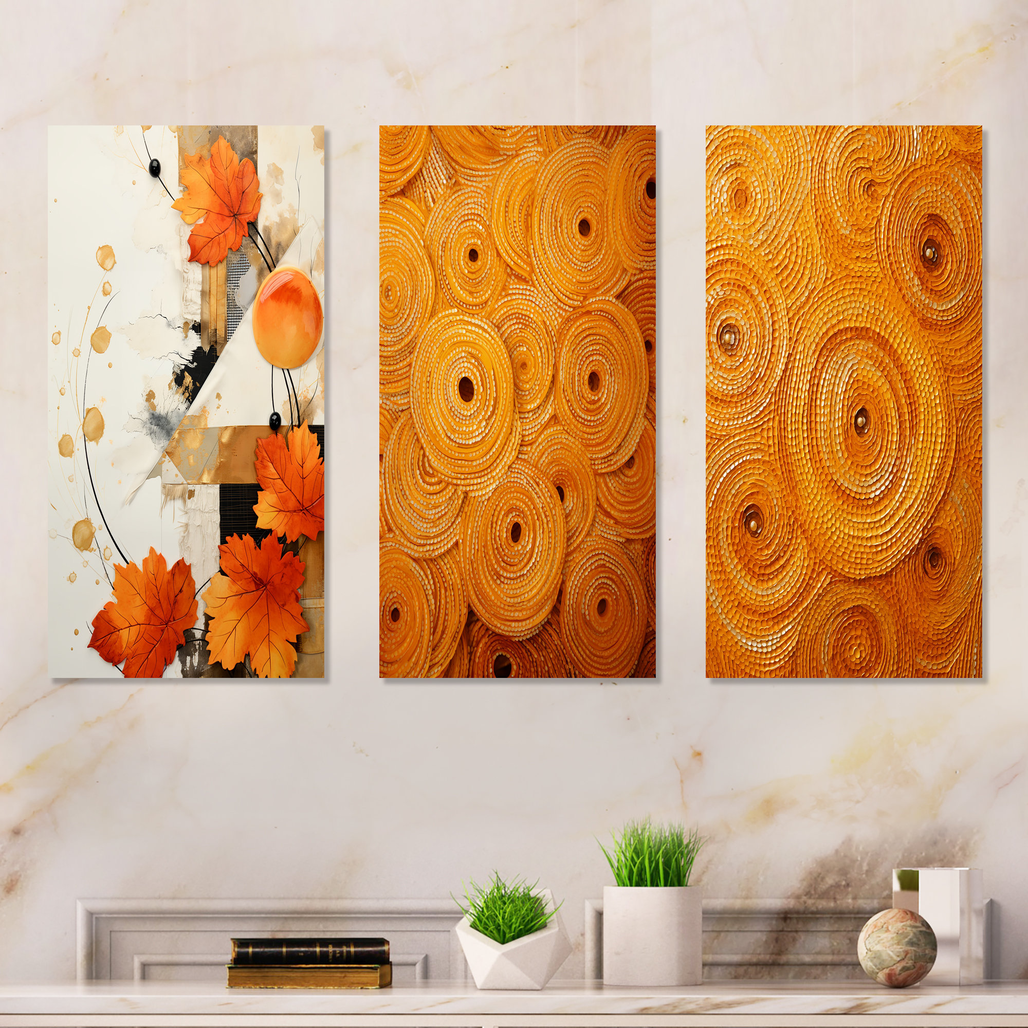 Ivy Bronx Orange Floral Twilight Dream Abstract Collages II - Abstract ...