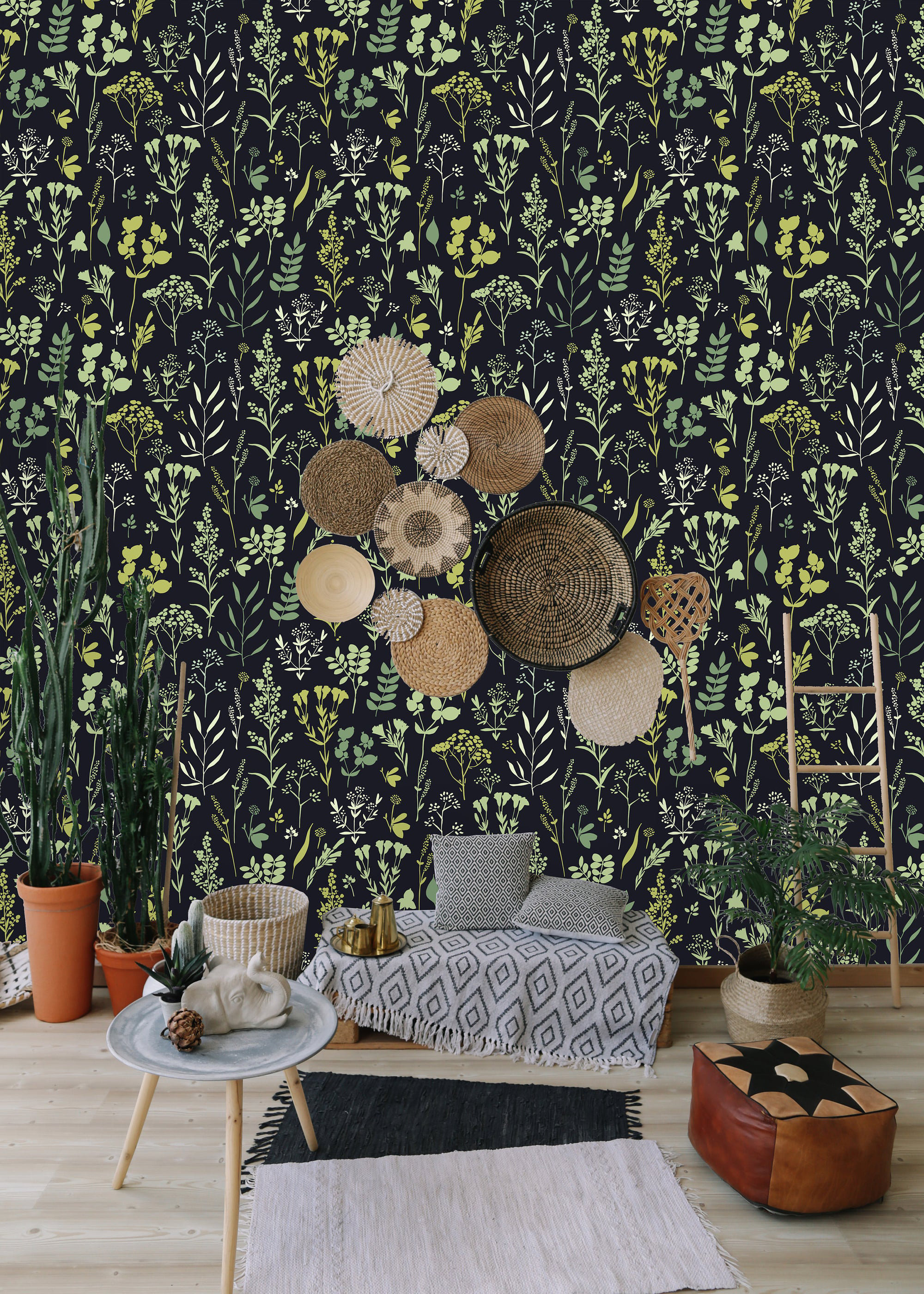 UniQstiQ Herbs and Floral Motifs Paintable Wall Mural | Wayfair