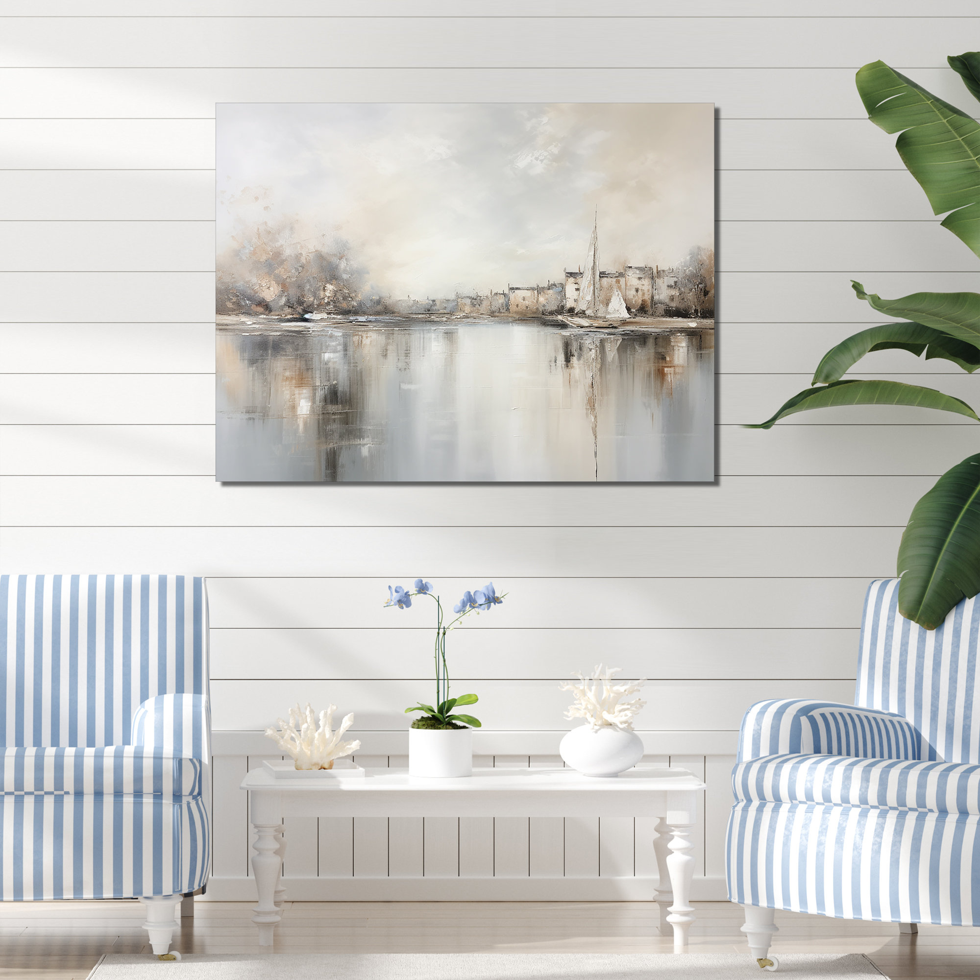 Design Art Coastal Port Minimalism Skyline - Boat Wall Decor - Wayfair ...