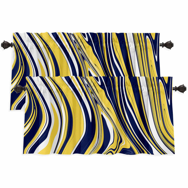 Ophelia & Co. Yellow 52"W Navy Blue Abstract Line Art Backdrop Banner ...