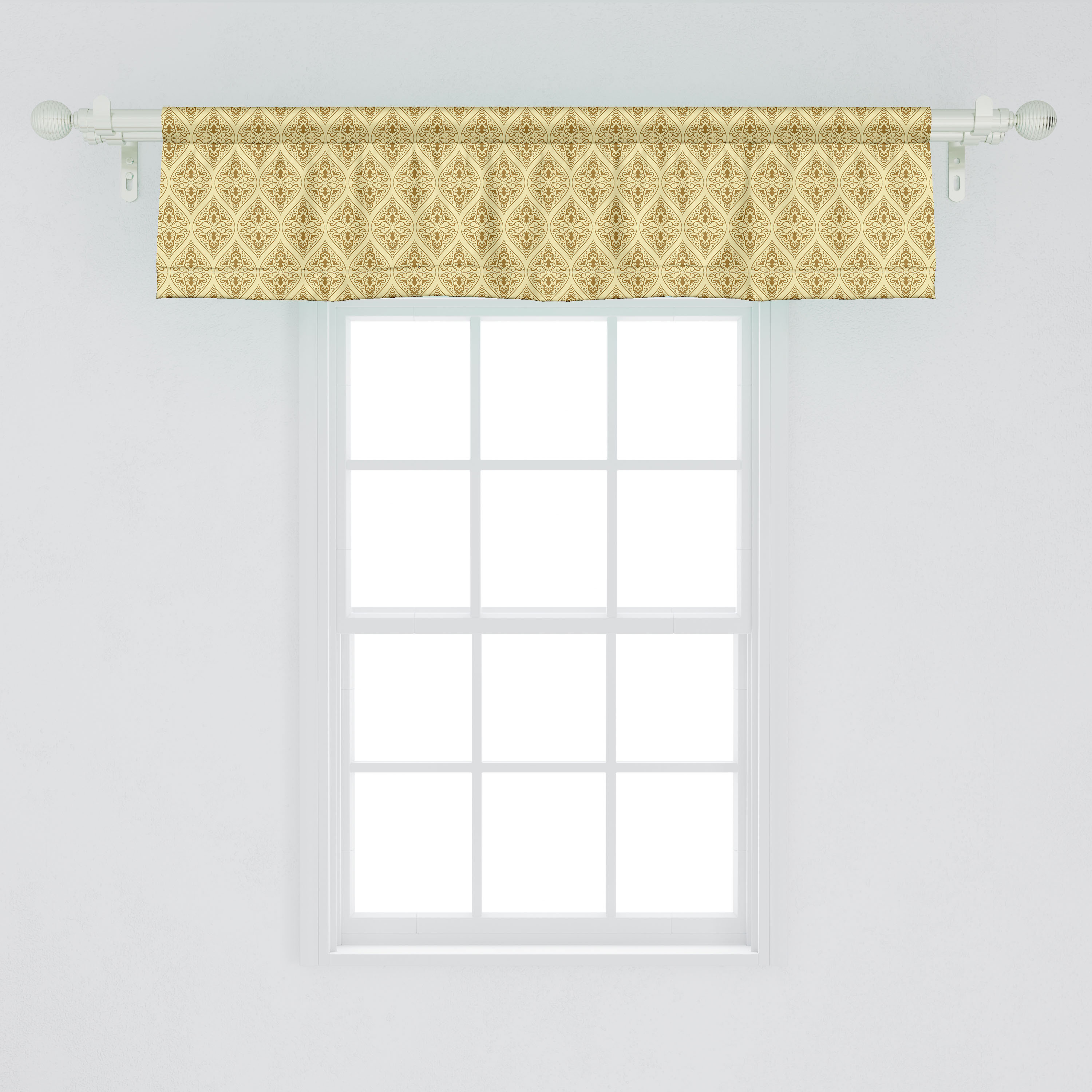 Ambesonne Damask Valance Pack of 2 Victorian Vintage Royal Pale Yellow ...