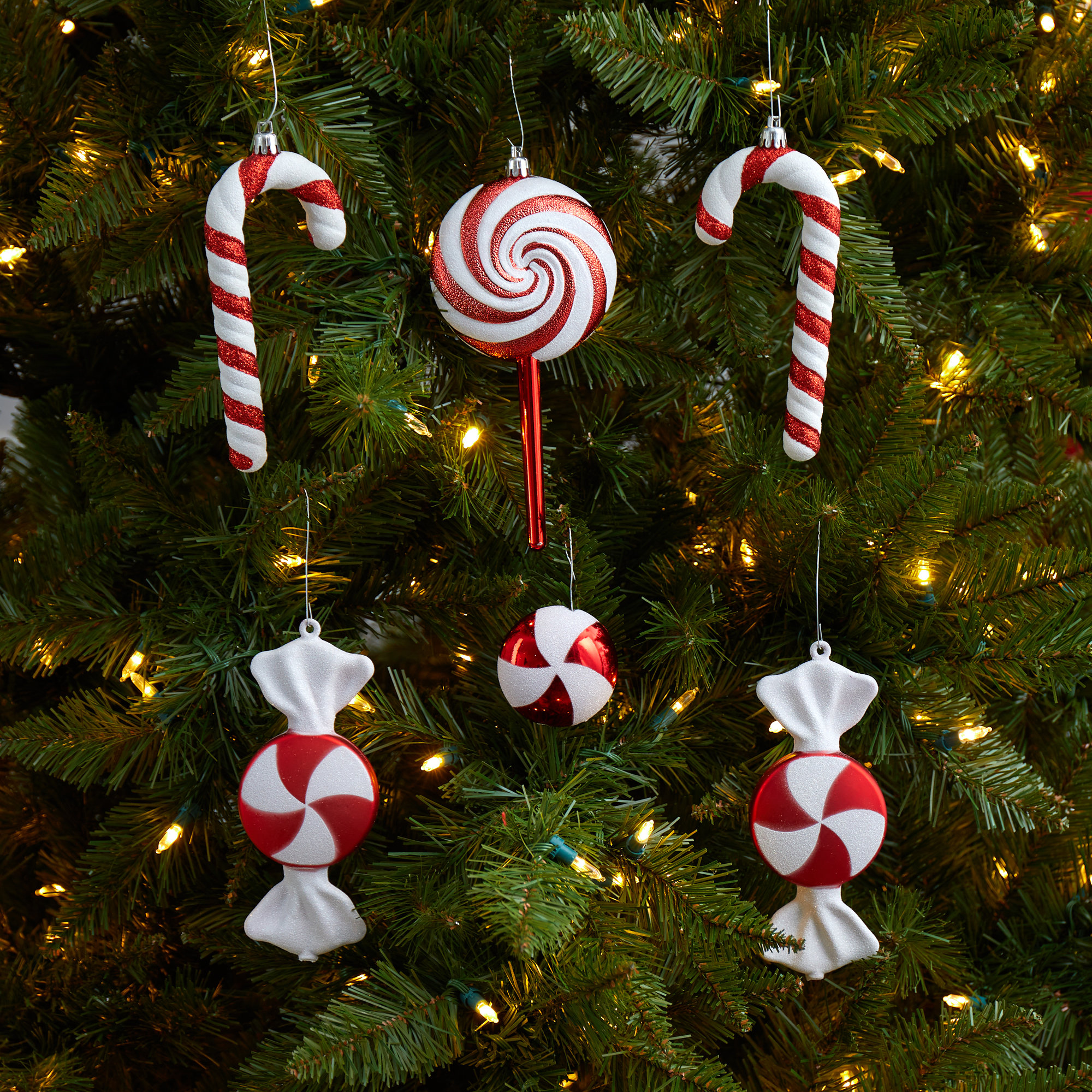 The Holiday Aisle® 6 Piece Assorted Candy Cane Deluxe Holiday Shaped ...