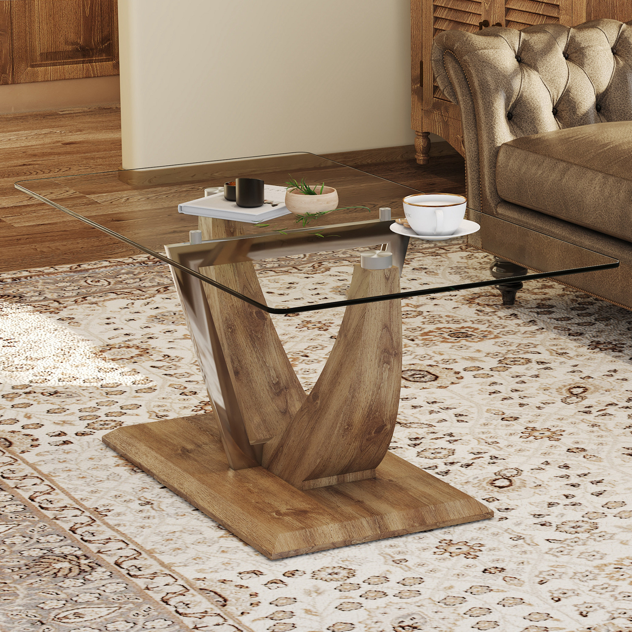 Mercer41 Asana Glass Top Coffee Table | Wayfair