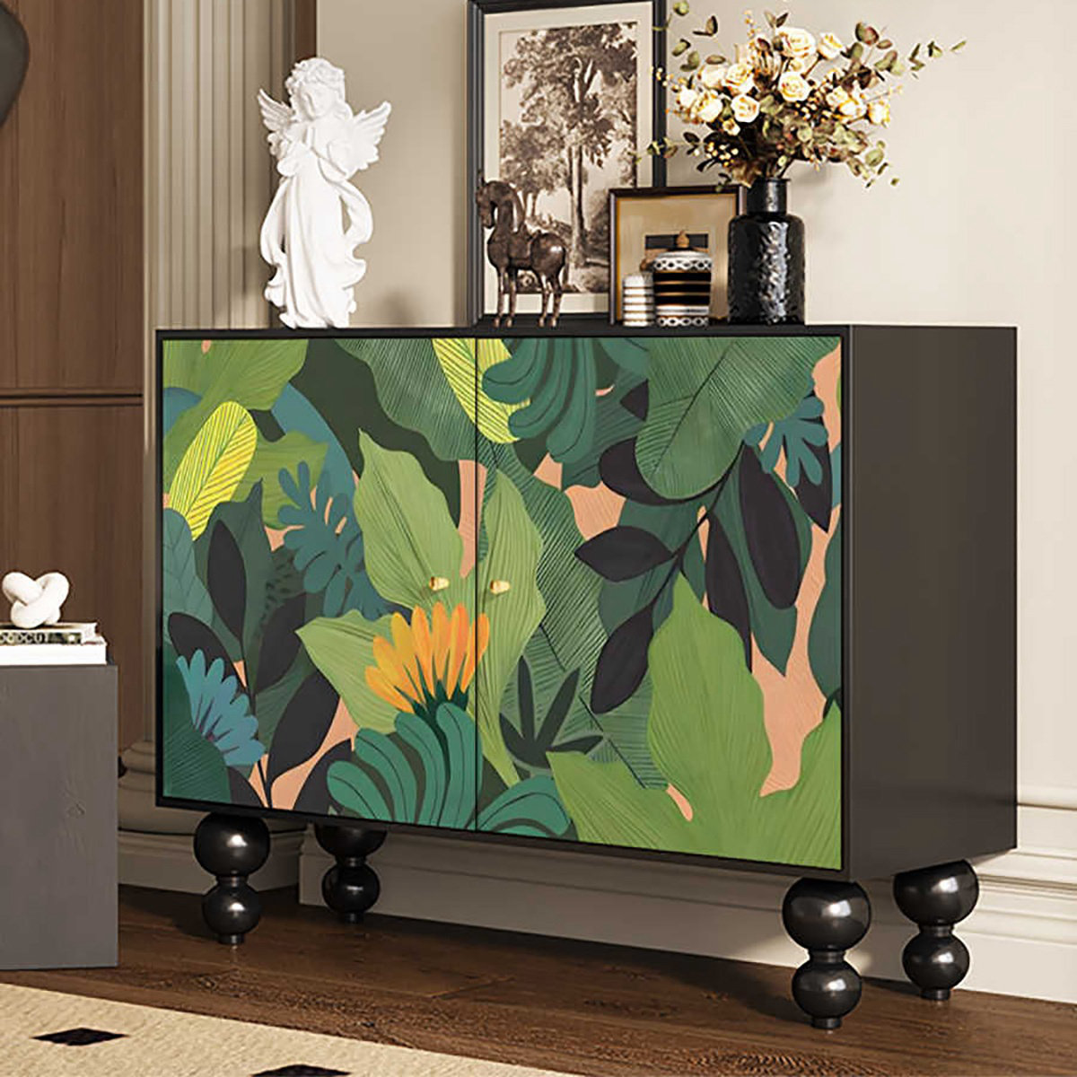 Vivid Space Creation Household Decorative Cabinet With Leaf Patterns ...