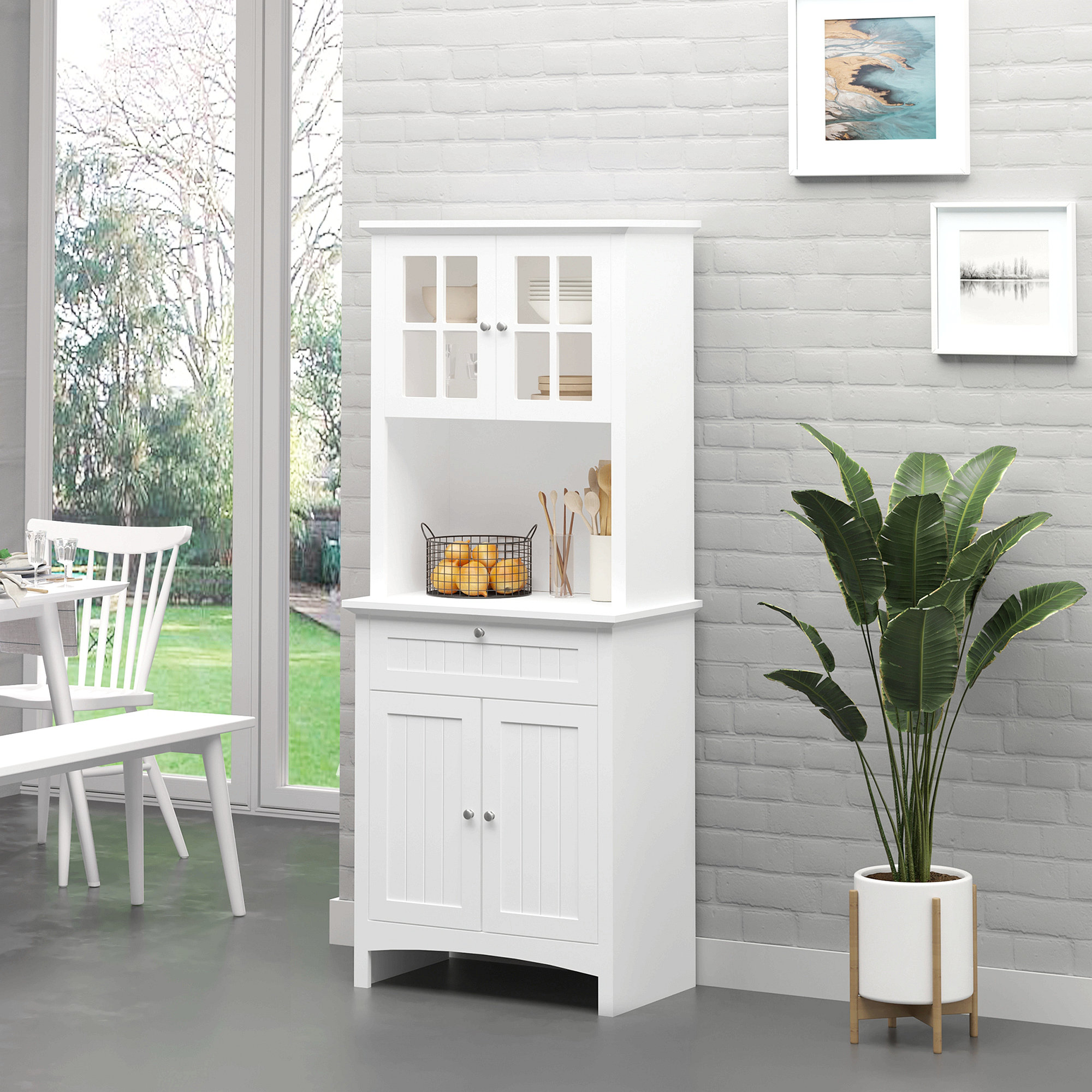 Lark Manor™ HOMCOM Elegant Buffet With Hutch, Kitchen Pantry Storage ...