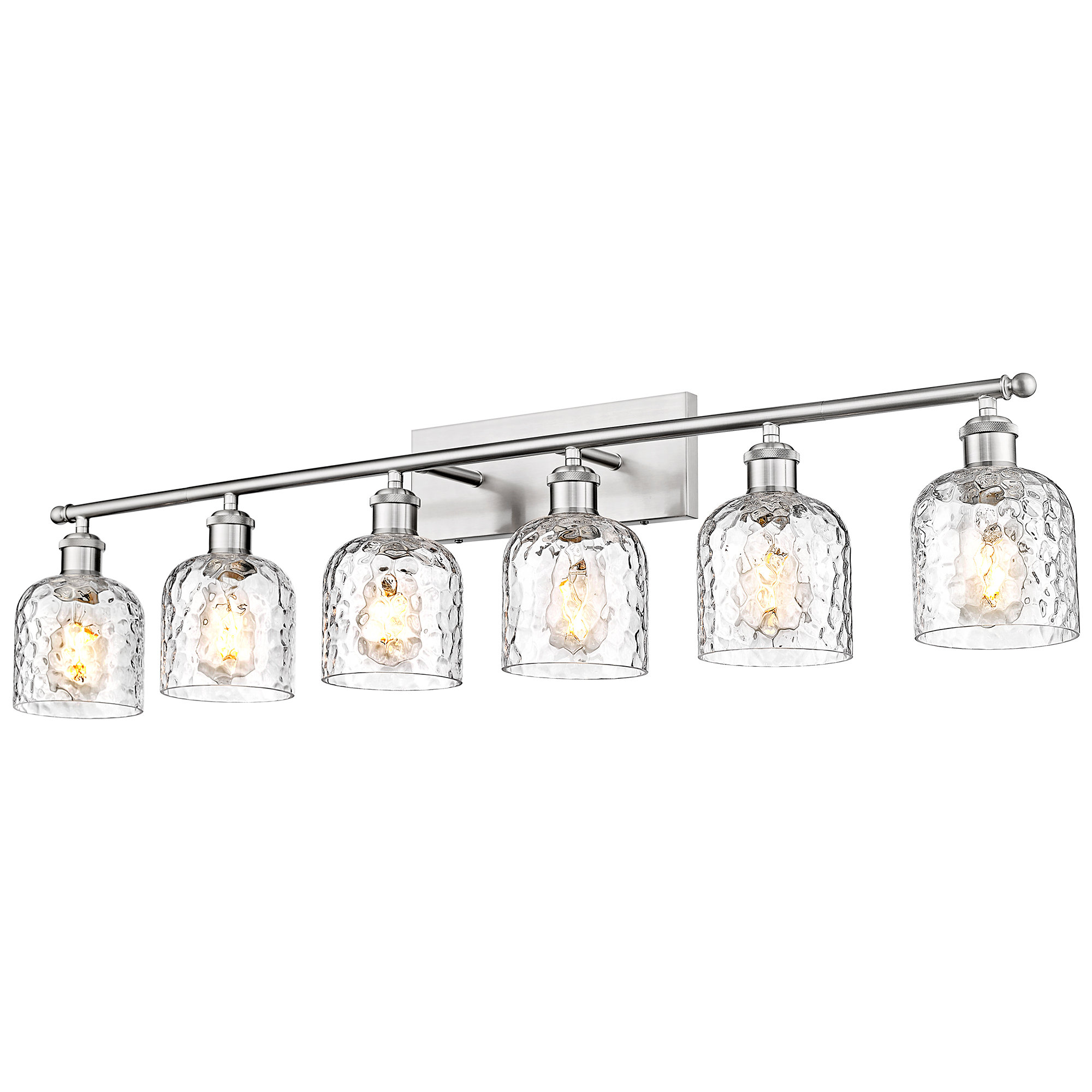 Everly Quinn 6-Light Bathroom Vanity Light With Clear Hammered Glass ...