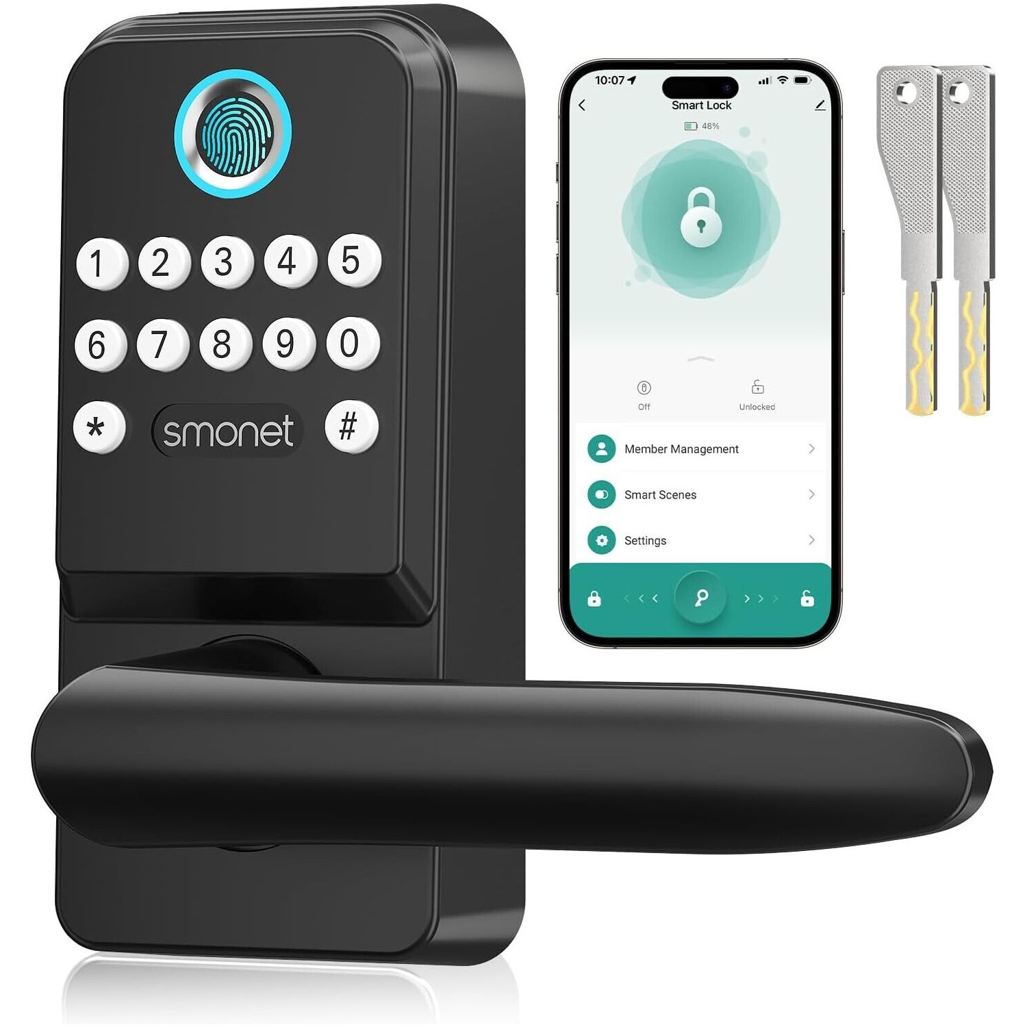 suming Wifi Smart Door Lock With Handle Fingerprint Keyless Entry ...