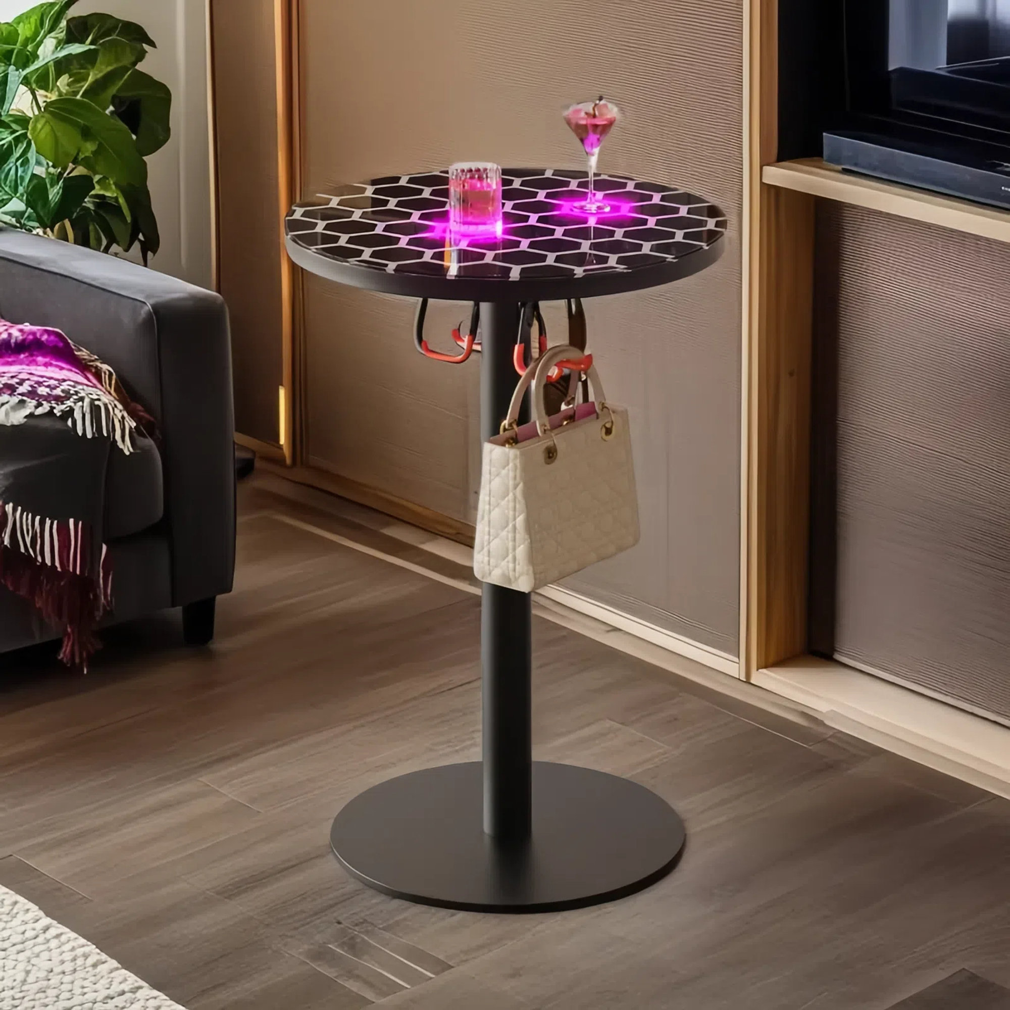 Ebern Designs Bar Table, Modern Round Bar Table With Multi-Colored ...